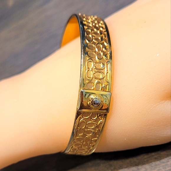 Coach | Jewelry | Coach Goldtone Logo Bangle Bracelet | Poshmark